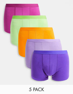 ASOS DESIGN 5 pack trunks in neon colours | ASOS