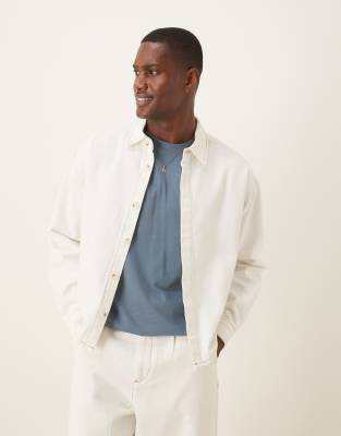ASOS DESIGN 90s oversized boxy denim shacket in ecru - part of a set | ASOS