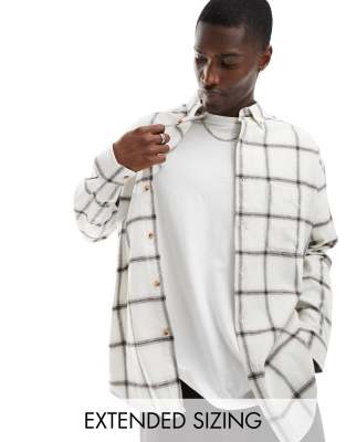ASOS DESIGN 90s oversized shirt in ecru windowpane check | ASOS