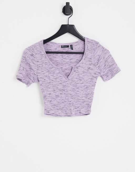 Asos Design Aansluitende Crop Top Met Inkeping In Lila En Zwart