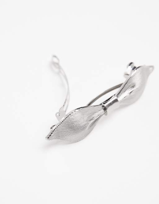 ASOS DESIGN abstract hair bow barrette clip in silver tone | ASOS