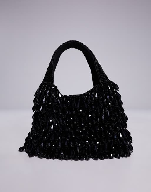 ASOS DESIGN all over beaded grab bag in black | ASOS