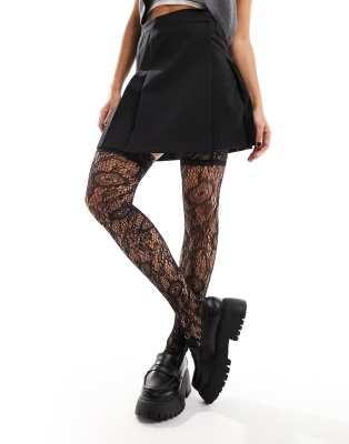 ASOS DESIGN all over lace hold ups in black | ASOS