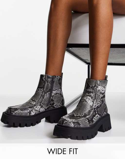Asos Design Anaconda Bottines Larges Style Mocassins à Semelle