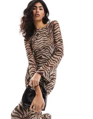 ASOS DESIGN angel sleeve maxi dress in animal print | ASOS