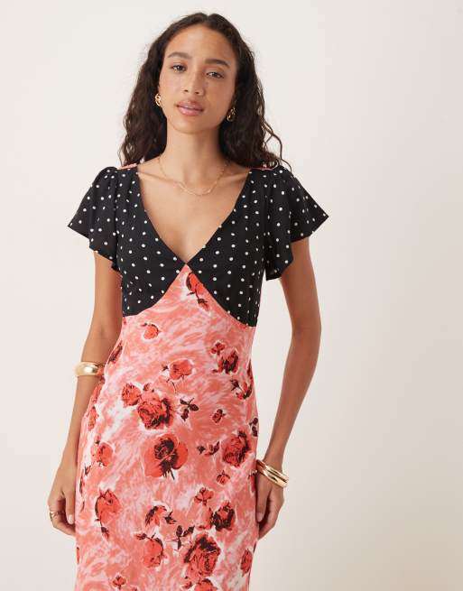 ASOS DESIGN angel sleeve midi tea dress in floral print | ASOS