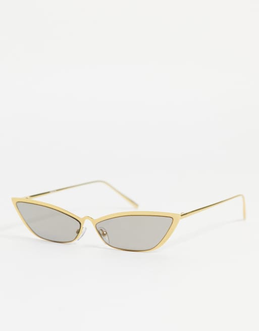 ASOS DESIGN angled sunglasses in gold with smoke to gold lens | ASOS