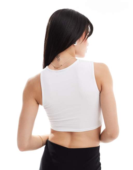 ASOS DESIGN angular cut out crop singlet in white | ASOS