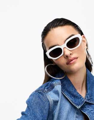 ASOS DESIGN angular frame sunglasses in white | ASOS