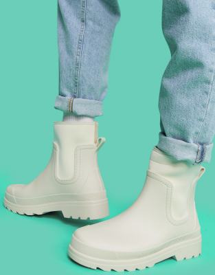 ASOS DESIGN ankle length wellington boots in beige | ASOS