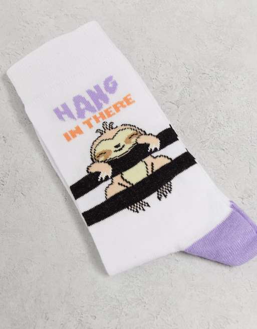 ASOS DESIGN ankle socks in white with Sloth | ASOS