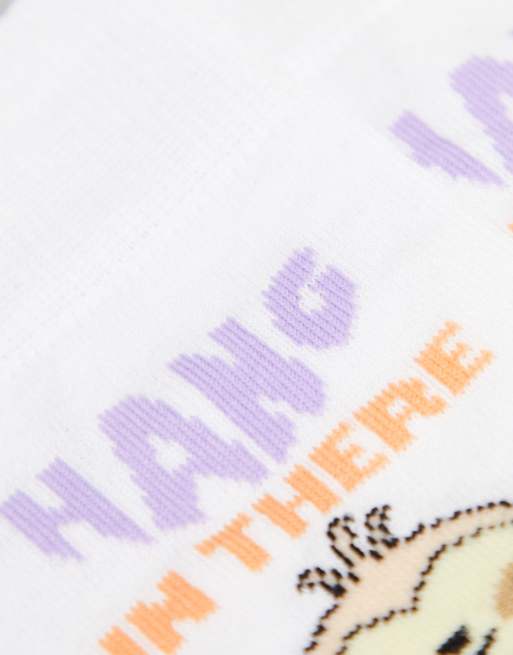 ASOS DESIGN ankle socks in white with Sloth | ASOS