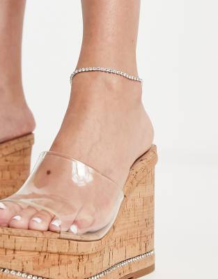 ASOS DESIGN anklet with crystal cupchain design in silver tone | ASOS