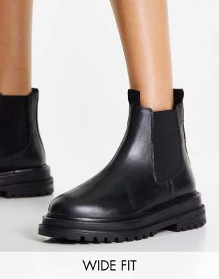 ASOS DESIGN - Appreciate - Bottines Chelsea larges en cuir - Noir | ASOS