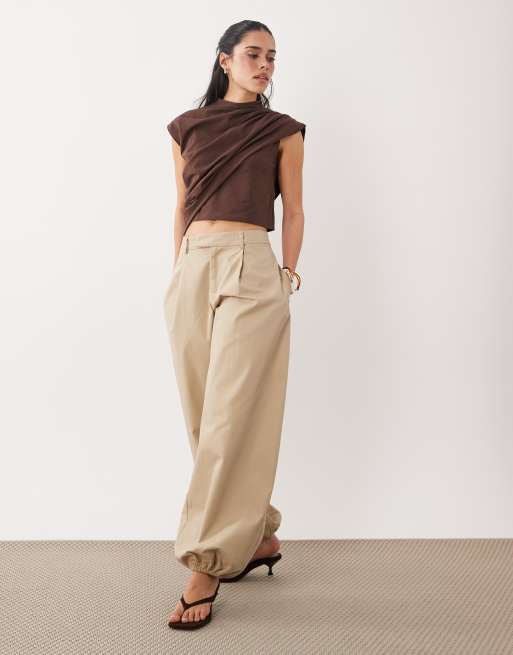 ASOS DESIGN asymmetric cape detail crop top in chocolate | ASOS