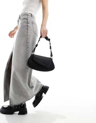 ASOS DESIGN asymmetric flap shoulder bag in black | ASOS