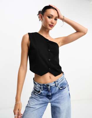 ASOS DESIGN asymmetrical waistcoat in black | ASOS