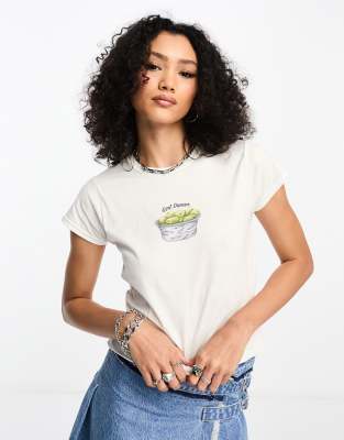 ASOS DESIGN baby tee with girl dinner graphic in white | ASOS