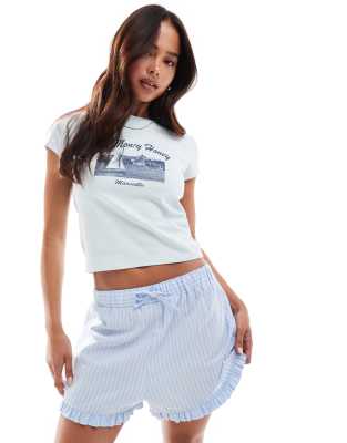 ASOS DESIGN baby tee with yacht graphic in baby blue | ASOS