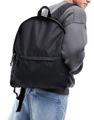 ASOS DESIGN backpack in black nylon with contrast puller | ASOS