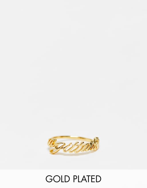 Asos Design Bague En Plaqué Or 14 Carats Avec Motif Signe Du Zodiaque
