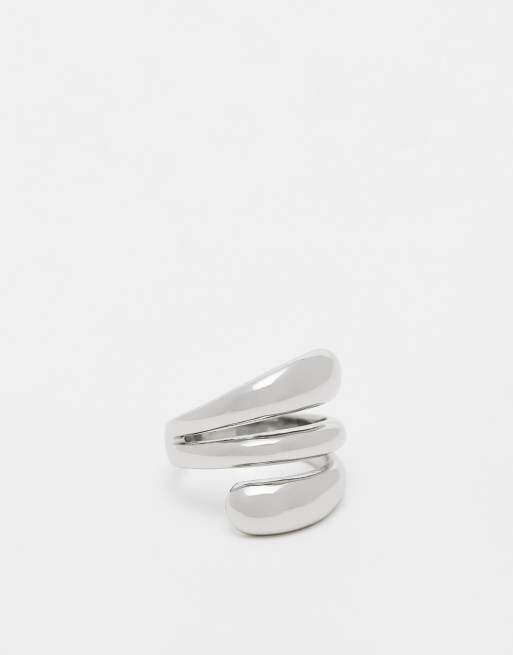 Asos Design Bague Enveloppante Effet Fondu Argenté Asos