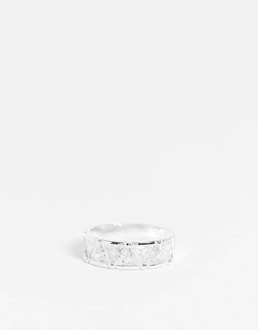 Asos Design Band Ring With Cubic Zirconia Triangle Crystals Asos