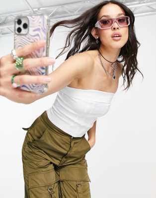 ASOS DESIGN bandeau corset with seam detail in white | ASOS