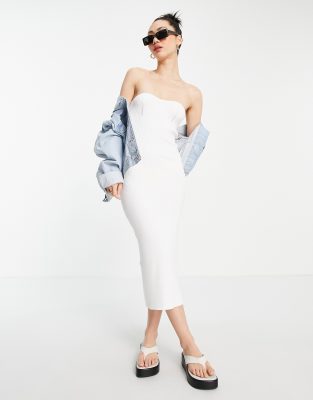 ASOS DESIGN bandeau maxi dress with sweetheart neckline in cream | ASOS