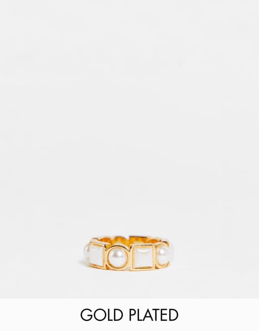 Asos Design Bandring Mit 14 Karätiger Vergoldung Und Kunstperlen Asos
