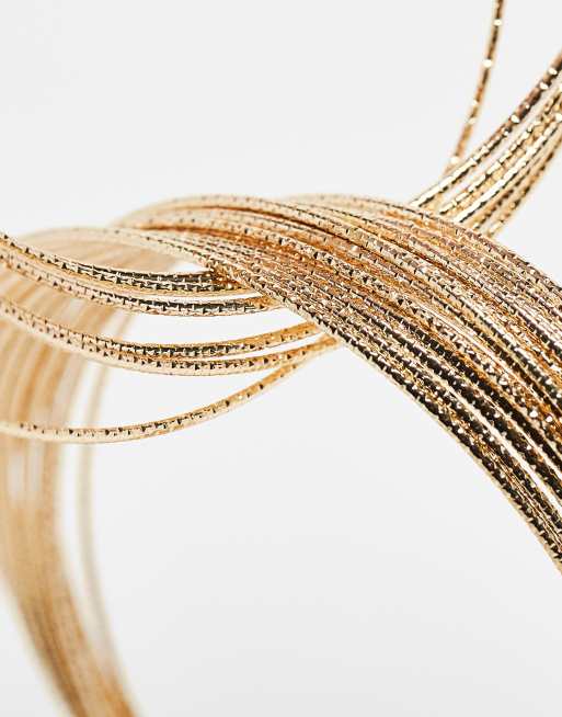 ASOS DESIGN bangle bracelets with multi fine wire design in gold tone ...