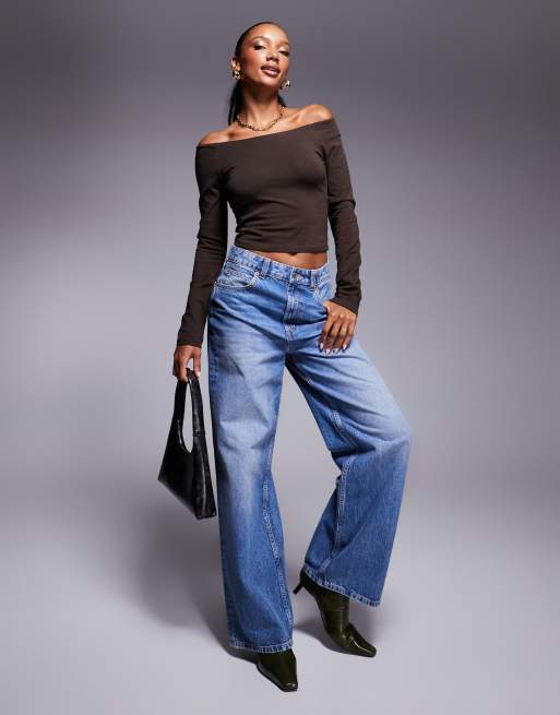 ASOS DESIGN bardot top in chocolate | ASOS