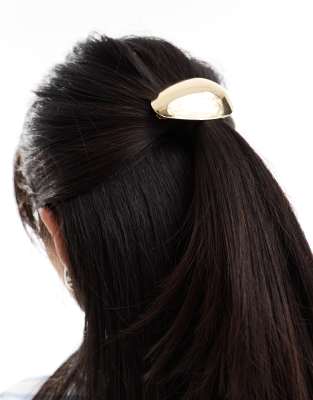 ASOS DESIGN barette hair clip with oval abstract design in gold tone | ASOS