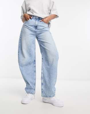 ASOS DESIGN barrel leg jeans in light blue | ASOS