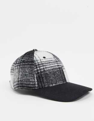 ASOS DESIGN baseball cap in black with check detail | ASOS