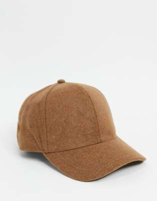 ASOS DESIGN baseball cap in camel melton | ASOS