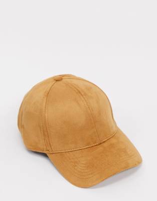 ASOS DESIGN baseball cap in camel soft touch fabric | ASOS