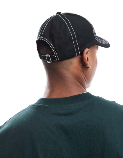 ASOS DESIGN baseball cap with contrast stitching in black | ASOS