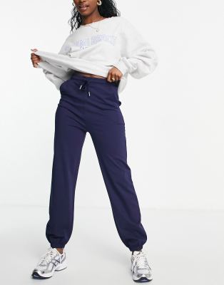 ASOS DESIGN basic slim trackies in navy | ASOS