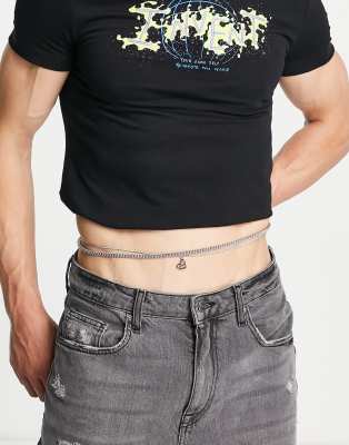 ASOS DESIGN belly chain with heart pendant in silver tone | ASOS