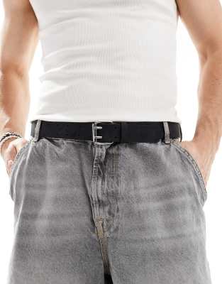ASOS DESIGN belt with double tongue detail in black | Smart Closet