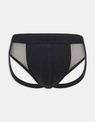 ASOS DESIGN black jock with black sheer paneling | ASOS