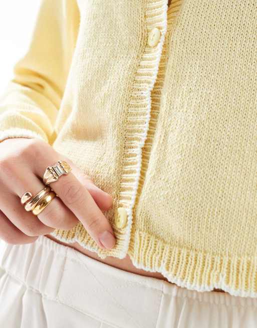 ASOS DESIGN blanket stitch cardigan in lemon | ASOS