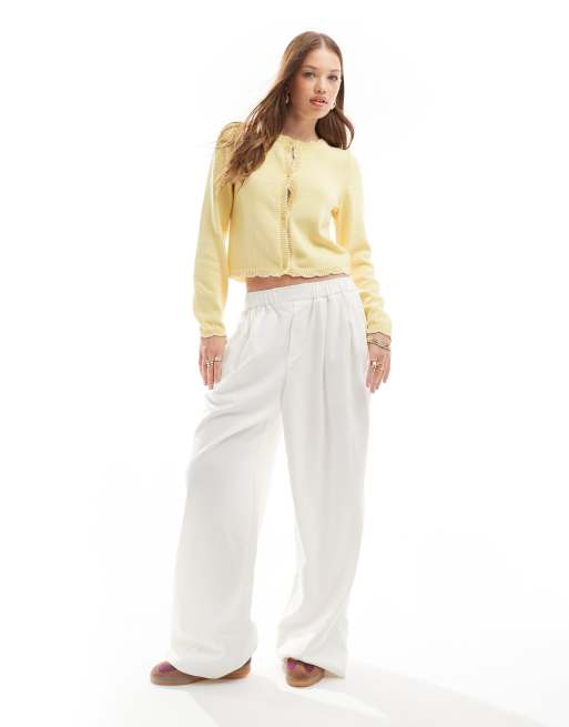 ASOS DESIGN blanket stitch cardigan in lemon | ASOS