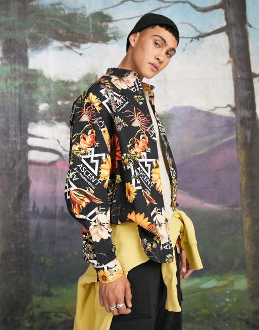 Asos Design Blommig Skjorta I Oversize Och Twill Med Boxig Passform