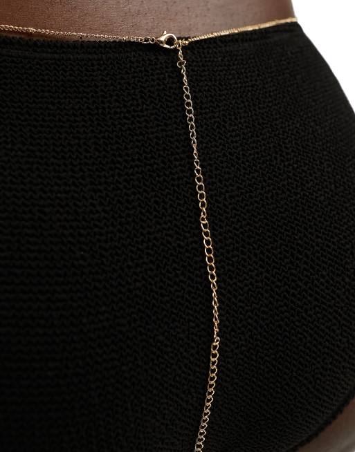ASOS DESIGN body chain harness with dot dash design in gold tone | ASOS