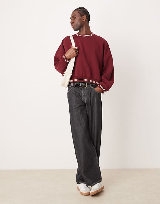 ASOS DESIGN – Bordowy krótki sweter extreme oversize z wypustkami | ASOS ASOS DESIGN – Bordowy krótki sweter extreme oversize z wypustkami | ASOS