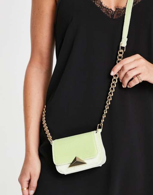 Asos Design Borsetta A Tracolla Con Chiusura Piramidale In Velluto