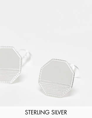 ASOS DESIGN - Boutons de manchette hexagonaux en argent massif à motif ...