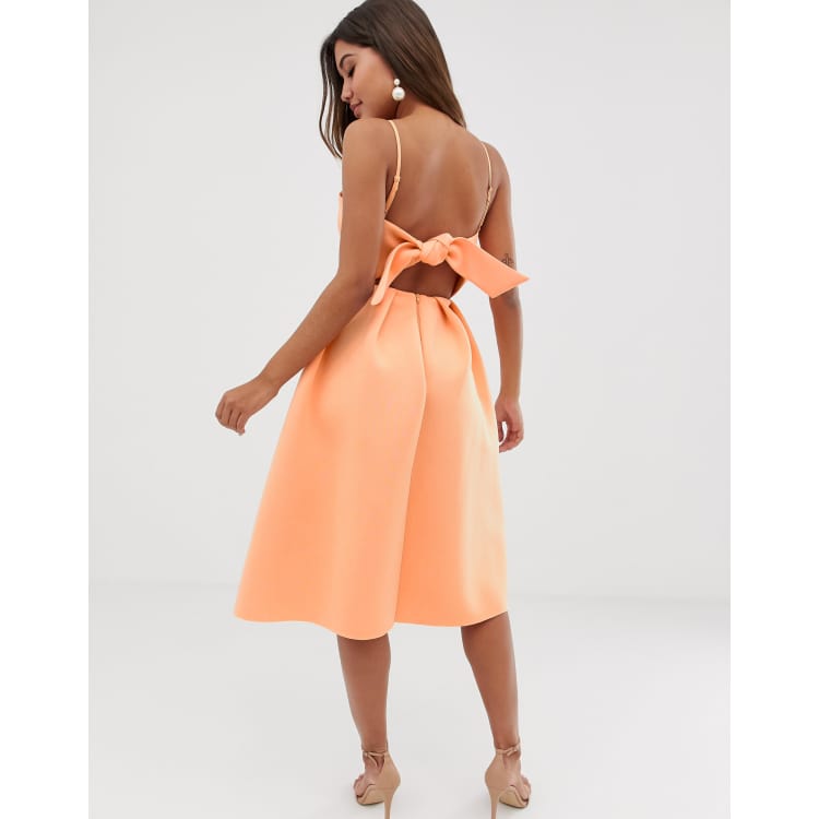 Asos Design One Shoulder Pleat Front Midi Prom Dress In